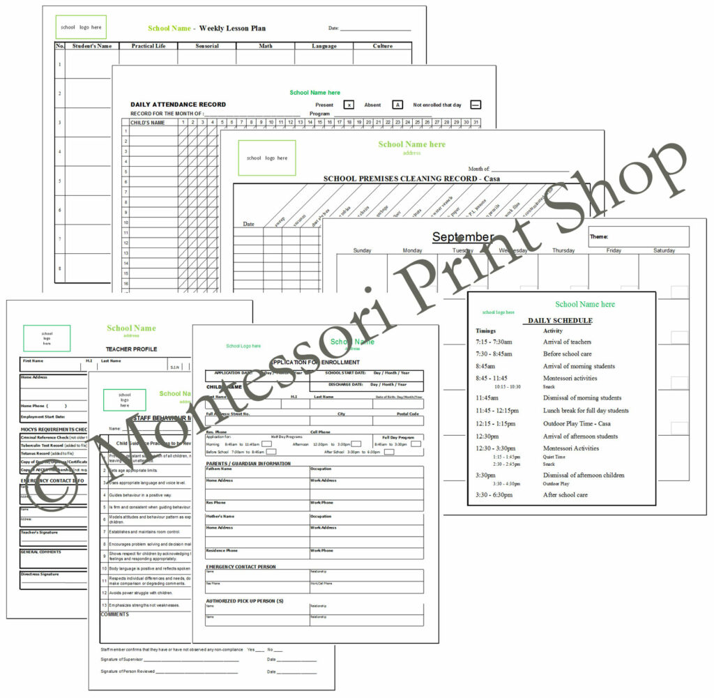 Preschool Administrative Forms - Montessori, Daycare (Editable) | Made ...