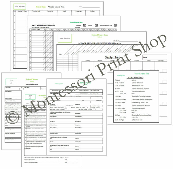Preschool Administrative Forms - Montessori, Daycare (Editable) | Made ...