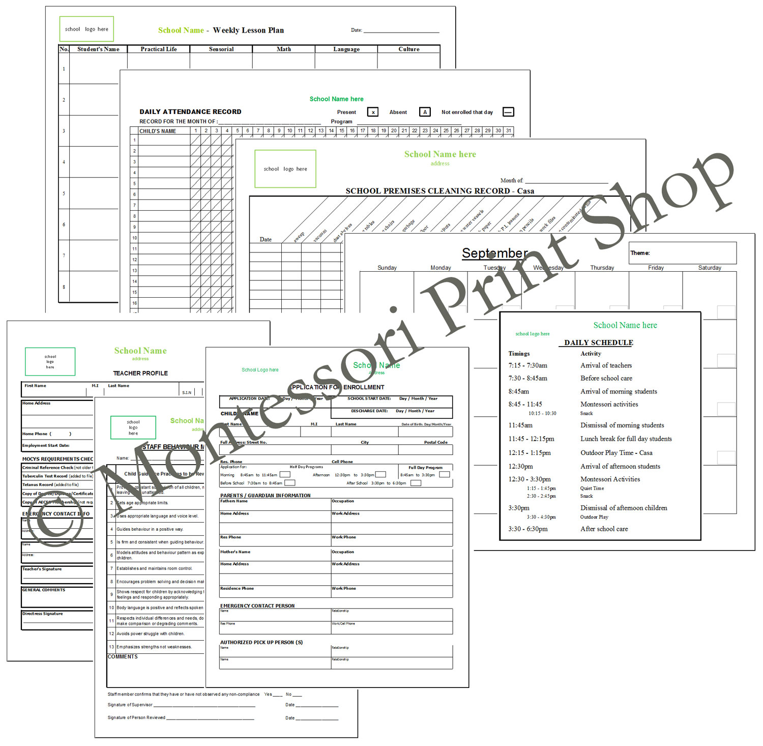 Preschool Administrative Forms - Montessori, Daycare (Editable) | Made ...