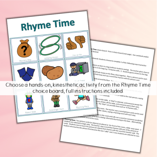 Identifying Rhymes Games and Activities for Phonological Awareness ...