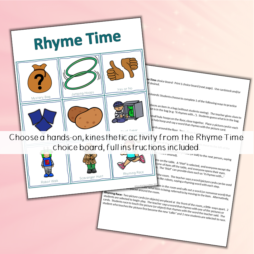 Identifying Rhymes Games and Activities for Phonological Awareness ...