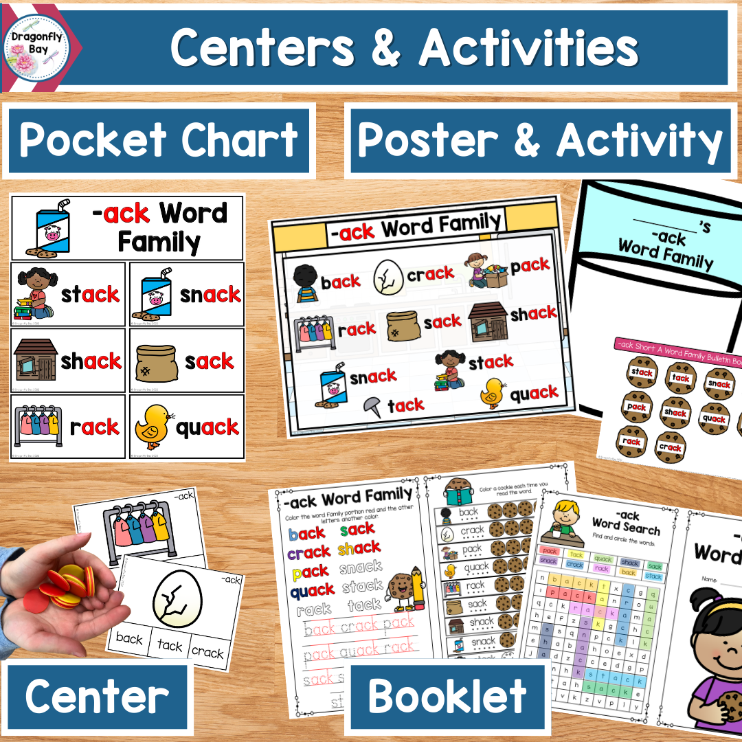 ack Short A Word Family Phonics Blending Printable Worksheets Centers ...