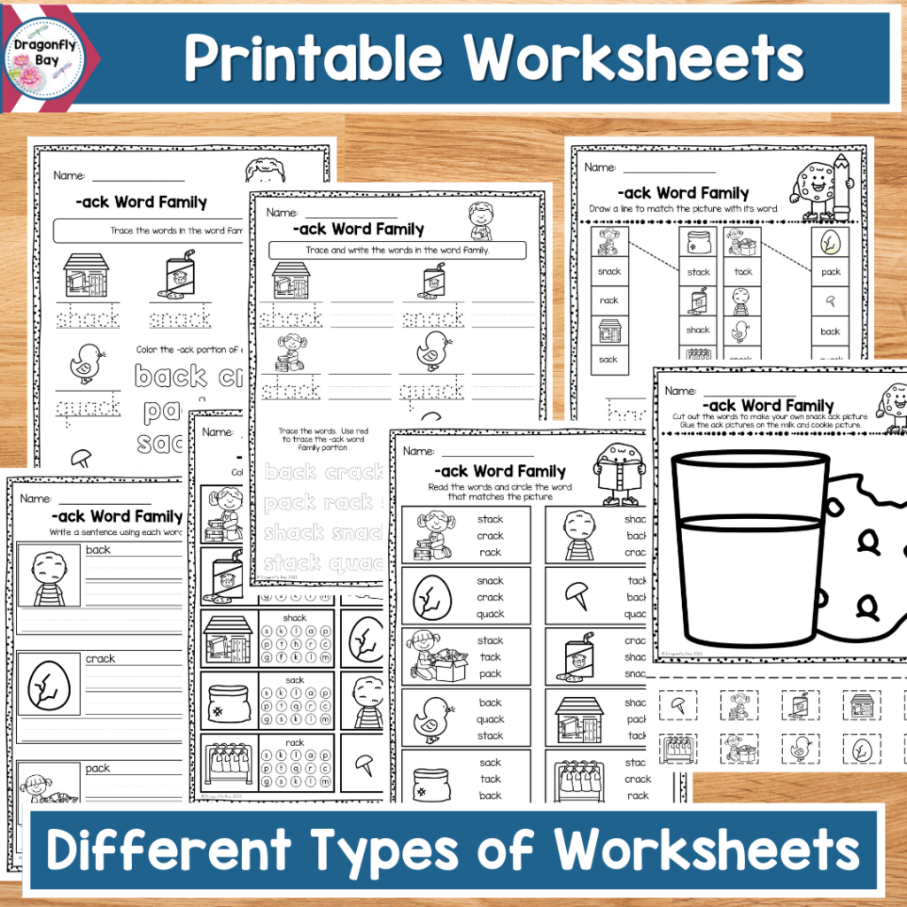 ack Short A Word Family Phonics Blending Printable Worksheets Centers ...