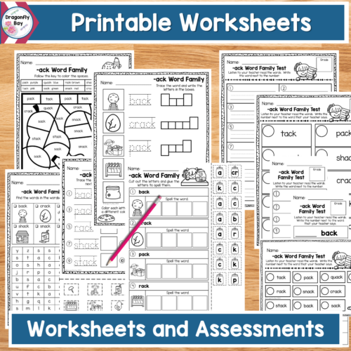 ack Short A Word Family Phonics Blending Printable Worksheets Centers ...