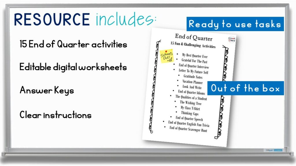 End of Quarter Activities - Student Reflection and Introspection ...