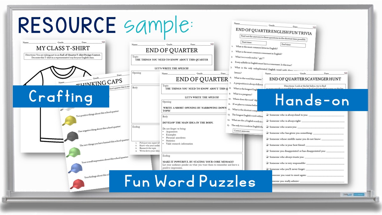 End of Quarter Activities - Student Reflection and Introspection ...