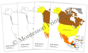 Maps of North America (Control & Blackline Masters) - Montessori color ...