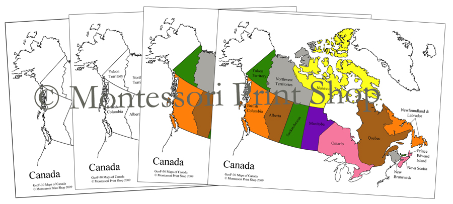 Maps of Canada (Control & Blackline Masters) - Montessori color-code ...
