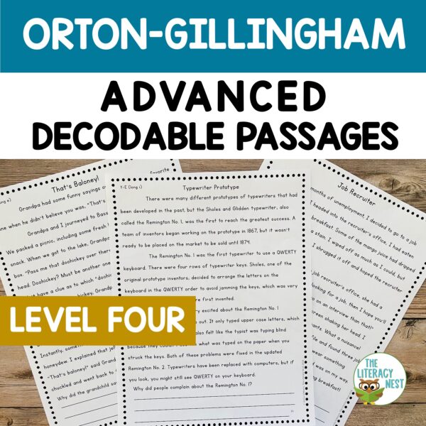 Decodable Passages for Advanced Orton-Gillingham Lessons Level 4 | Made ...