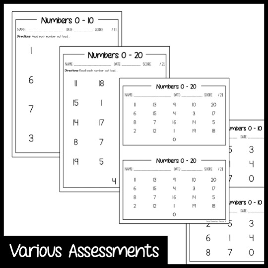Number Recognition & Representation Assessment 0-10 & 0-20 Parent ...