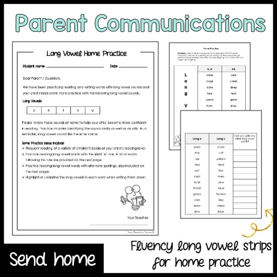 Long Vowel Assessment | Parent Communication Letter | Home Practice ...