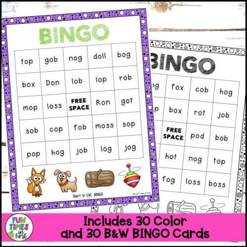 CVC Bingo Game | Short O Words | No Prep Phonics Games | Made By Teachers