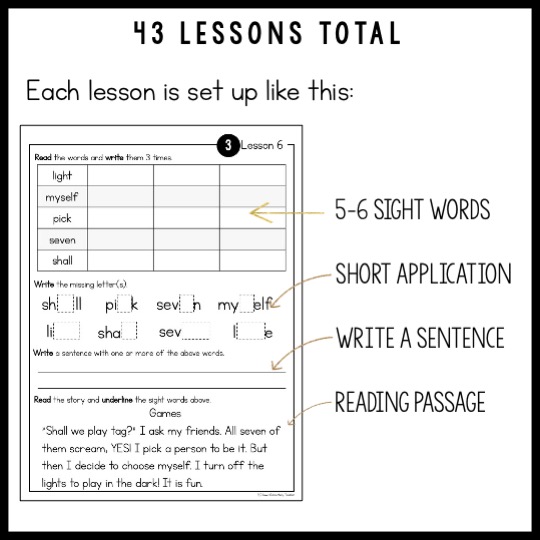 Condensed Sight Word Review Lessons (pre-primer, primer, first, second ...
