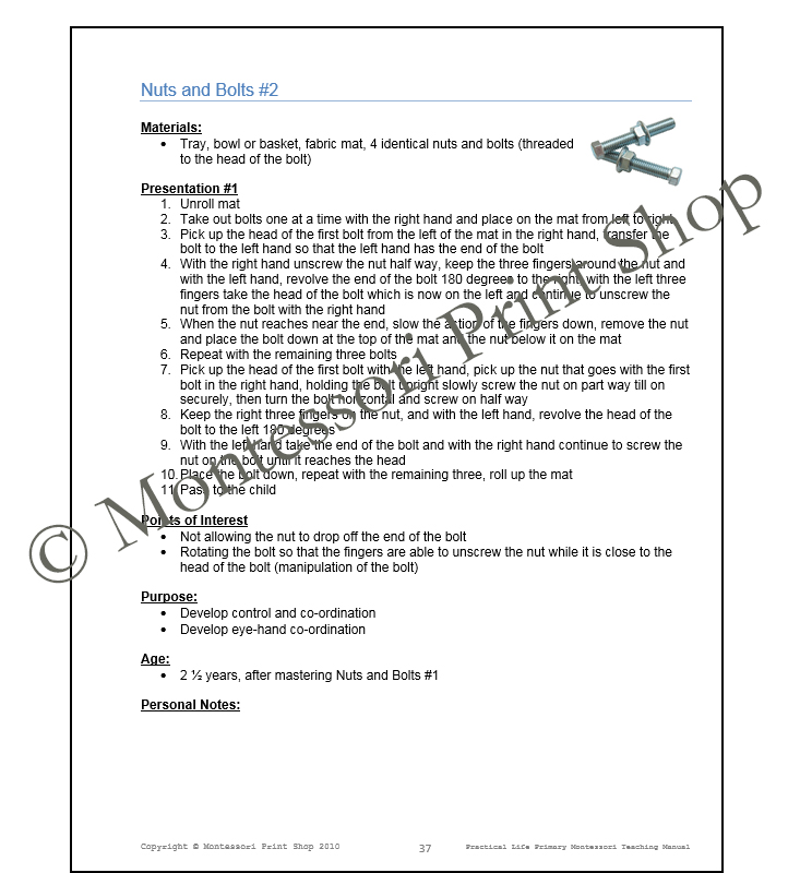 Primary Montessori Practical Life Teaching Manual | Made By Teachers