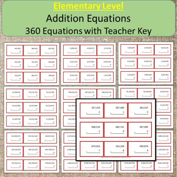 Addition Equations Montessori Math Elementary Homeschool | Made By Teachers