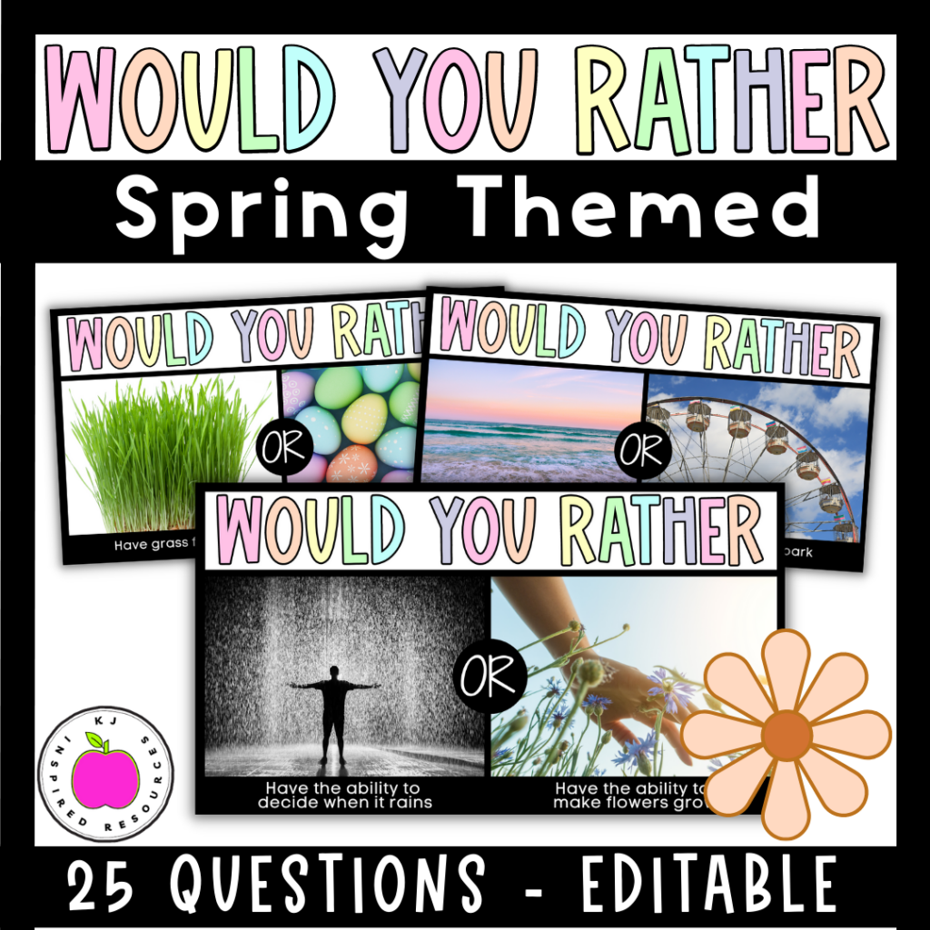 Spring / March / April / May Digital Game - Would You Rather Activity ...
