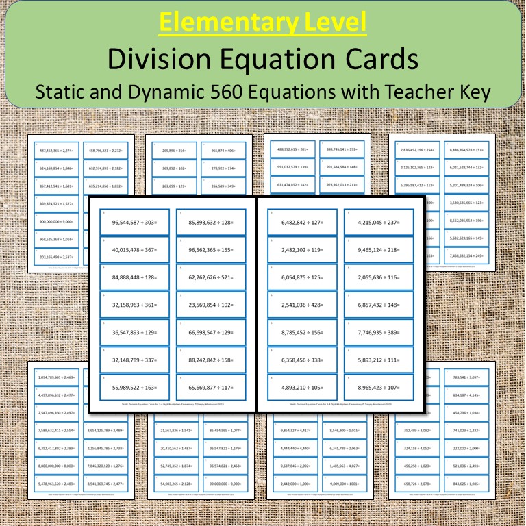Division Equations Montessori Math Elementary Homeschool | Made By Teachers