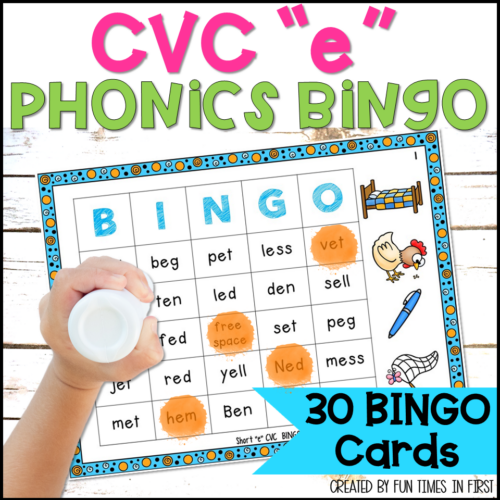 Short e CVC Short Vowel Game: No Prep Phonics Games - 1st Grade Phonics ...