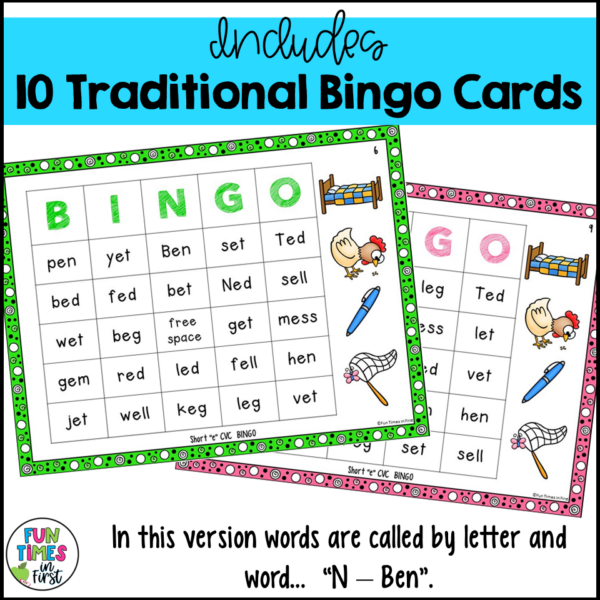 Short e CVC Short Vowel Game: No Prep Phonics Games - 1st Grade Phonics ...