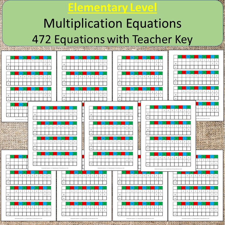 Multiplication Equations Montessori Math Elementary Homeschool | Made ...