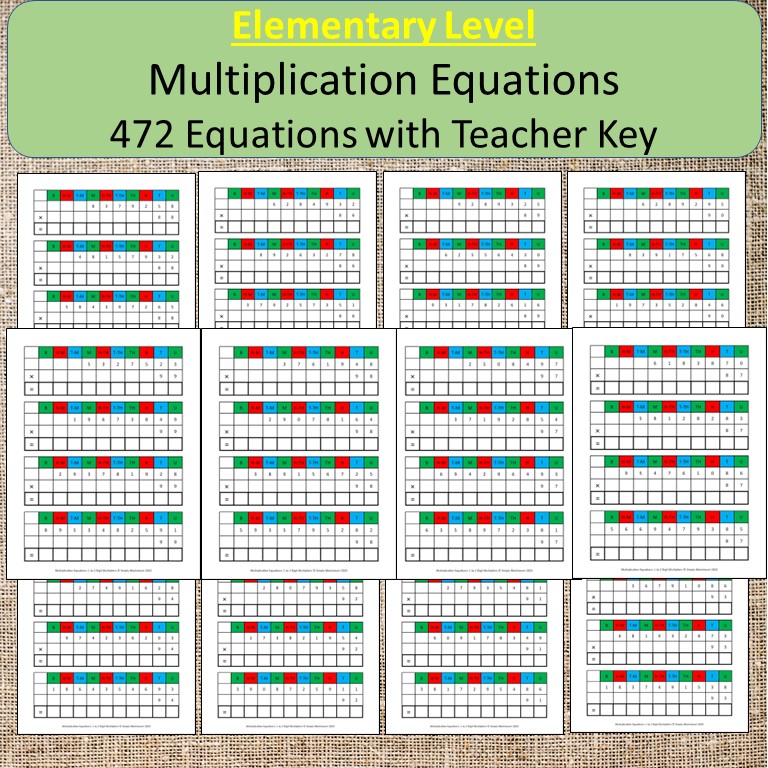 Multiplication Equations Montessori Math Elementary Homeschool | Made ...