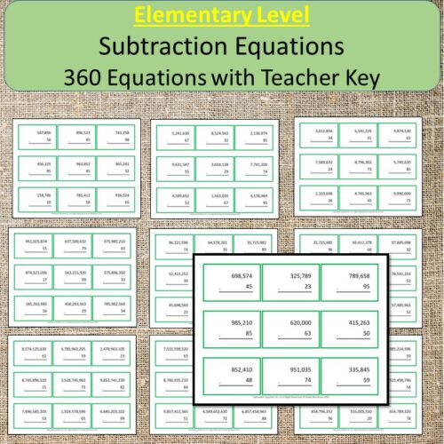 Subtraction Equations Montessori Math Elementary Homeschool | Made By ...