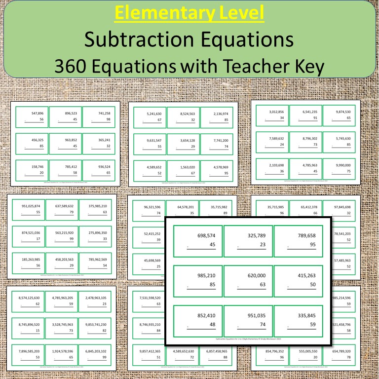 Subtraction Equations Montessori Math Elementary Homeschool | Made By ...