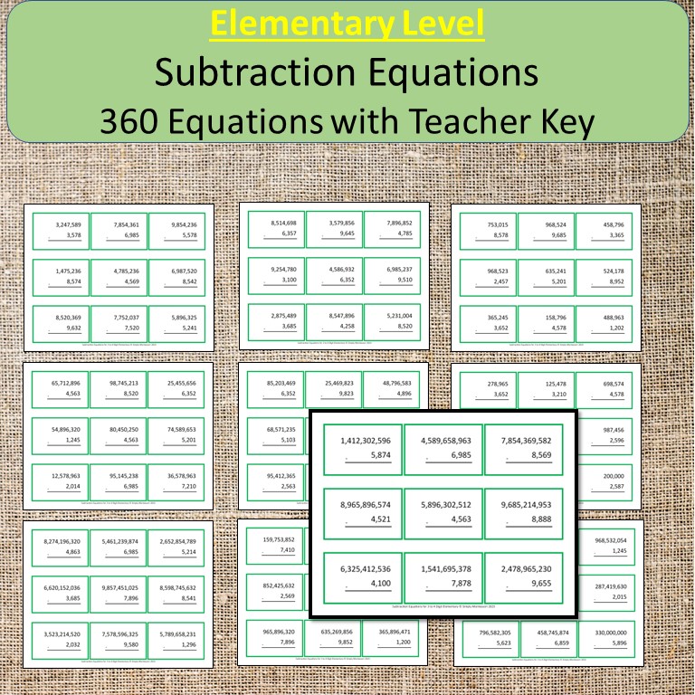 Subtraction Equations Montessori Math Elementary Homeschool | Made By ...