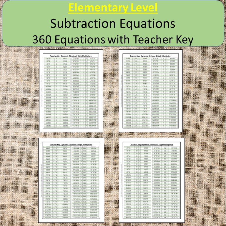 Subtraction Equations Montessori Math Elementary Homeschool | Made By ...