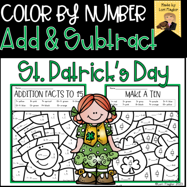 Color By Code- St. Patrick's Day Addition and Subtract Worksheets ...