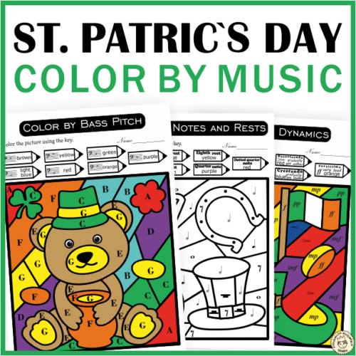 St. Patrick`s Day Music Color by Code Pages | Notes Rests Dynamics ...