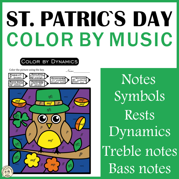 St. Patrick`s Day Music Color by Code Pages | Notes Rests Dynamics ...