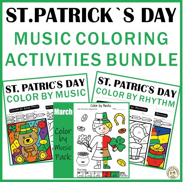 St. Patrick`s Day Music Coloring Activities Bundle | Made By Teachers