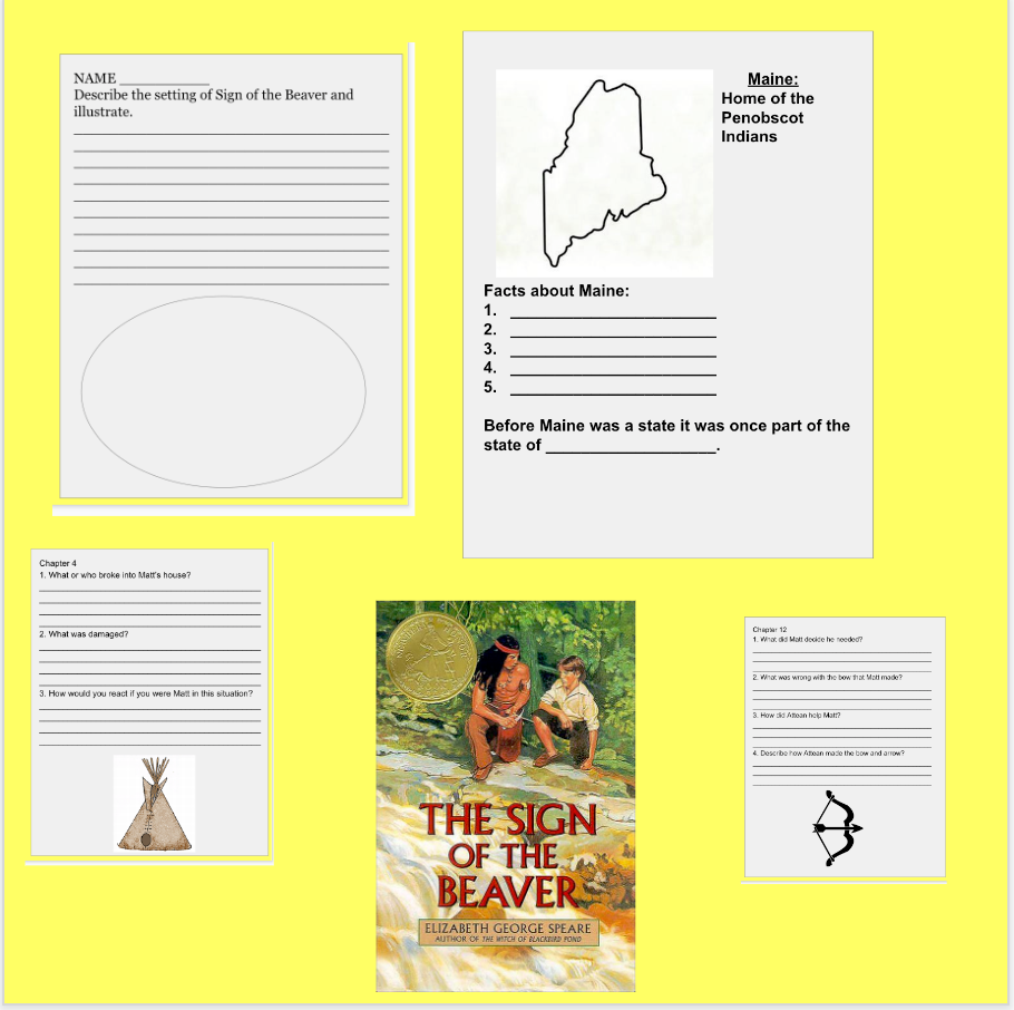 Sign of the Beaver Reading Comprehension & Activity Packet | Made By ...