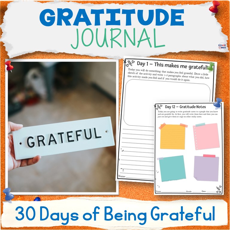Gratitude Journal - 30 Days of SEL Writing Prompts Bell Ringers and ...