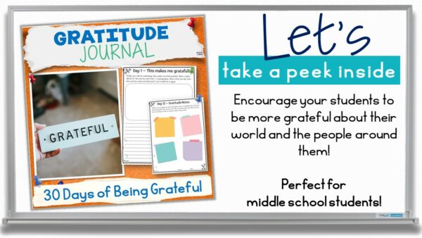 Gratitude Journal - 30 Days of SEL Writing Prompts Bell Ringers and ...