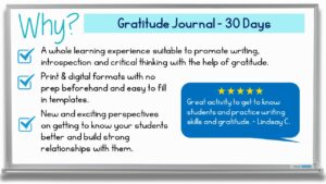 Gratitude Journal - 30 Days of SEL Writing Prompts Bell Ringers and ...