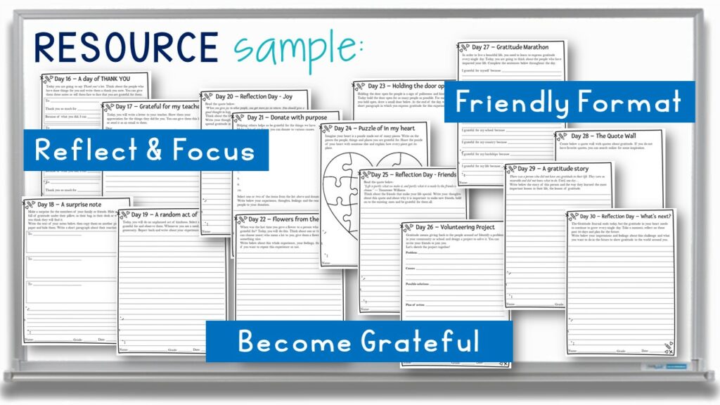 Gratitude Journal - 30 Days of SEL Writing Prompts Bell Ringers and ...