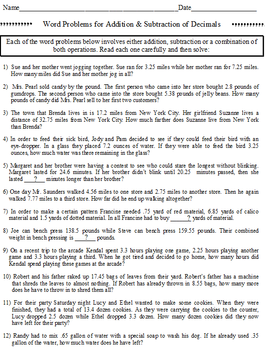 Decimals Word Problems PLUS Angles Word Problems (63 Problems In All ...