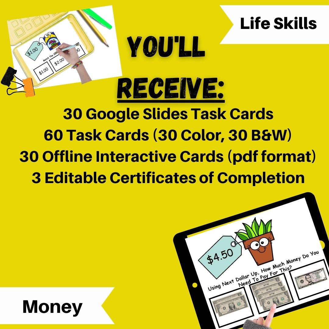 Spring Counting Mixed Money Math Life Skills PLUS Task Cards 3 Levels ...