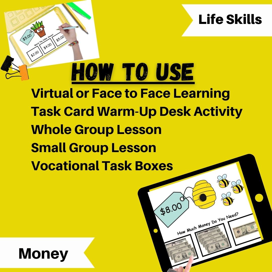 Spring Counting Mixed Money Math Life Skills PLUS Task Cards 3 Levels ...