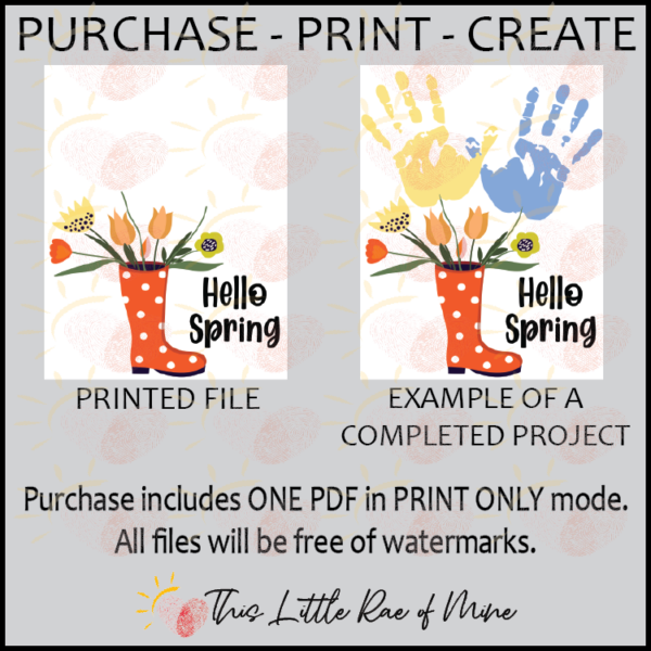 Hello Spring - First Day of Spring - Flowers Rainboot - Handprint Art ...