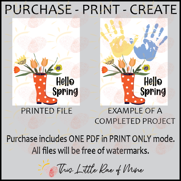 Hello Spring - First Day of Spring - Flowers Rainboot - Handprint Art ...