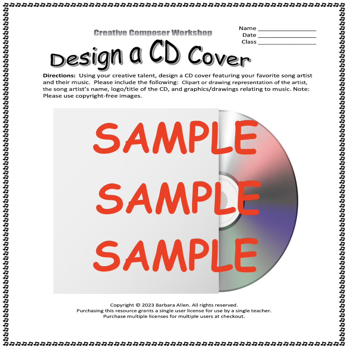 Design a CD Cover Lesson Project - Printable | Made By Teachers