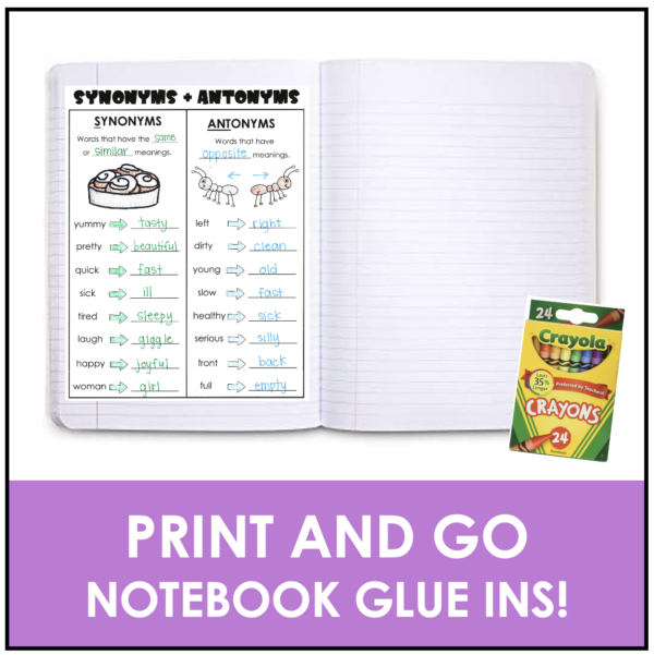 Synonyms and Antonyms Interactive Grammar Posters & Notebook ...