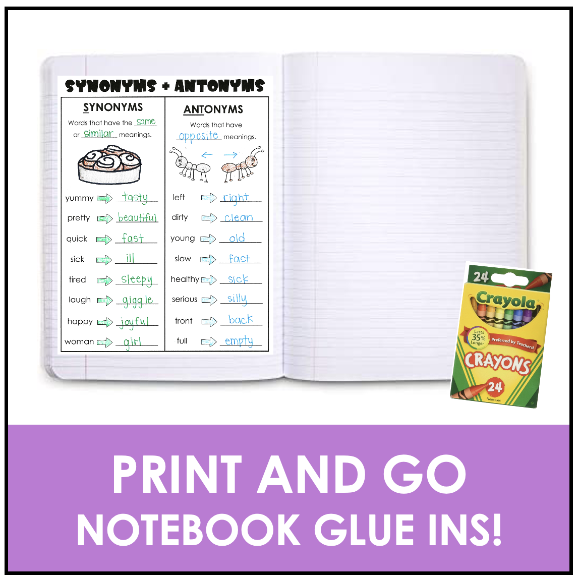 Synonyms and Antonyms Interactive Grammar Posters & Notebook ...