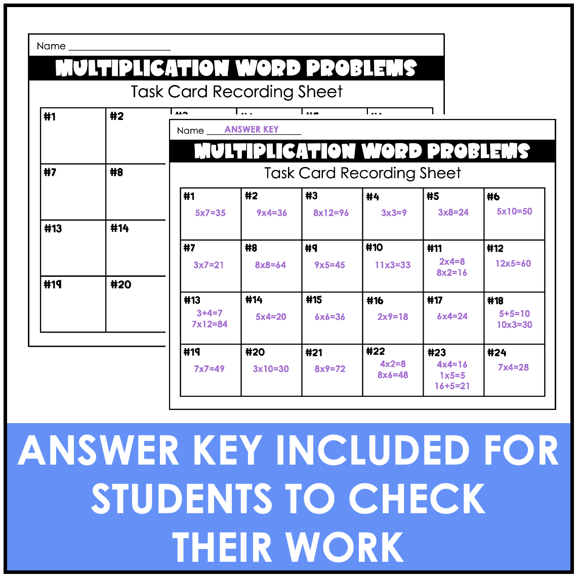 Multiplication Fact Fluency | Word Problem Task Card Practice | 3rd ...