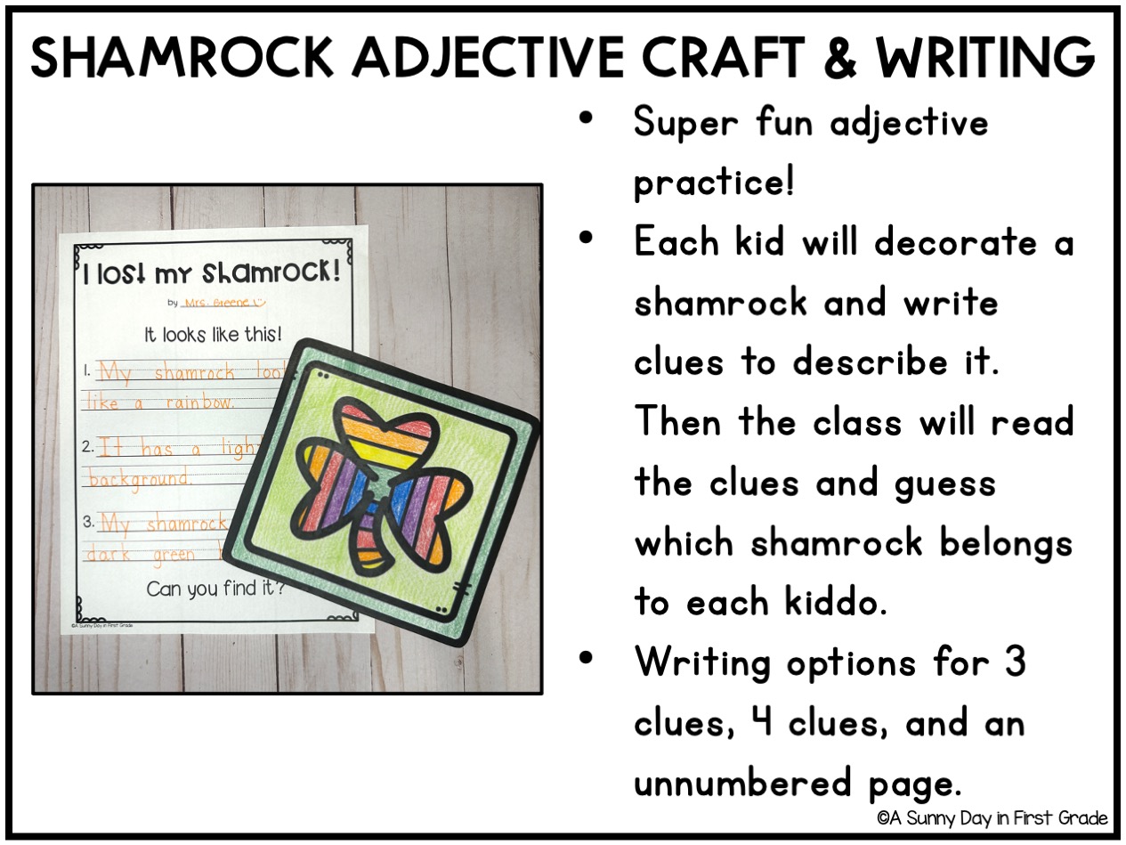 St. Patrick's Day Adjective Craft & Writing | Made By Teachers