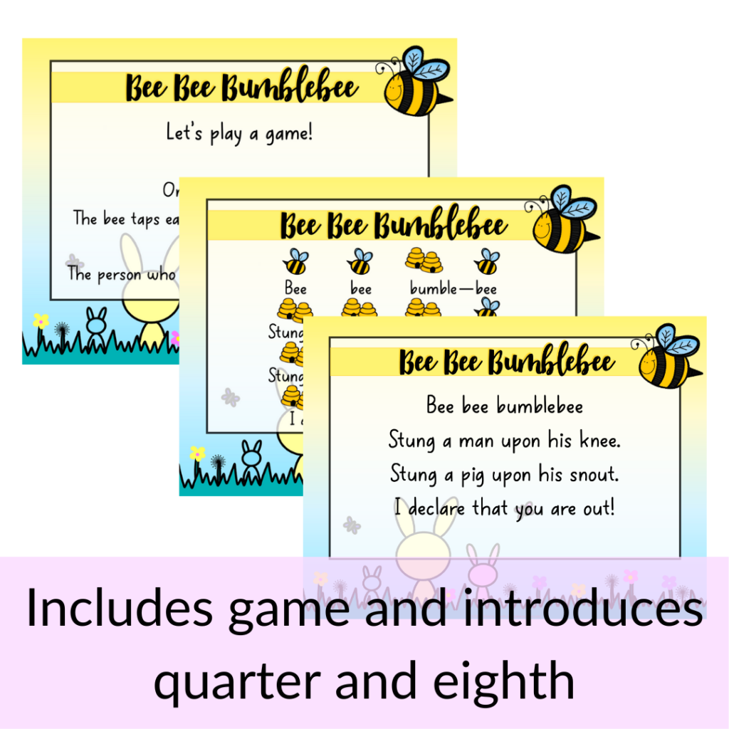Bee Bee Bumblebee // Chant for Quarter + Eighth Notes Lesson with Game ...