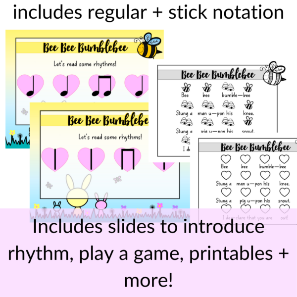 Bee Bee Bumblebee // Chant for Quarter + Eighth Notes Lesson with Game ...